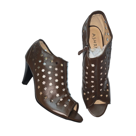 Ashro | Shoes | Women Ashro Stellar Tan Brown Shoes 95 Open Toe Boots ...